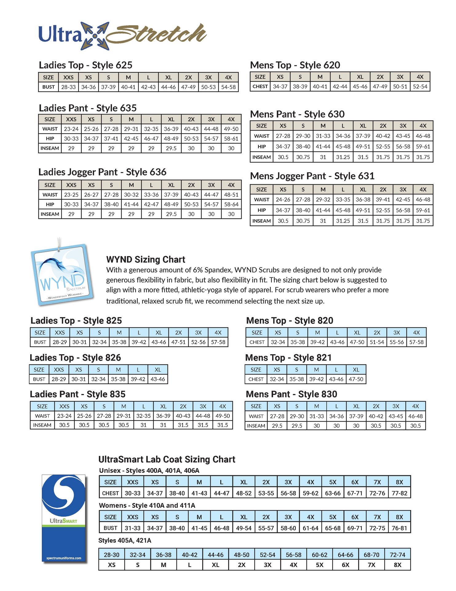 Fit Guide | Spectrum Uniforms